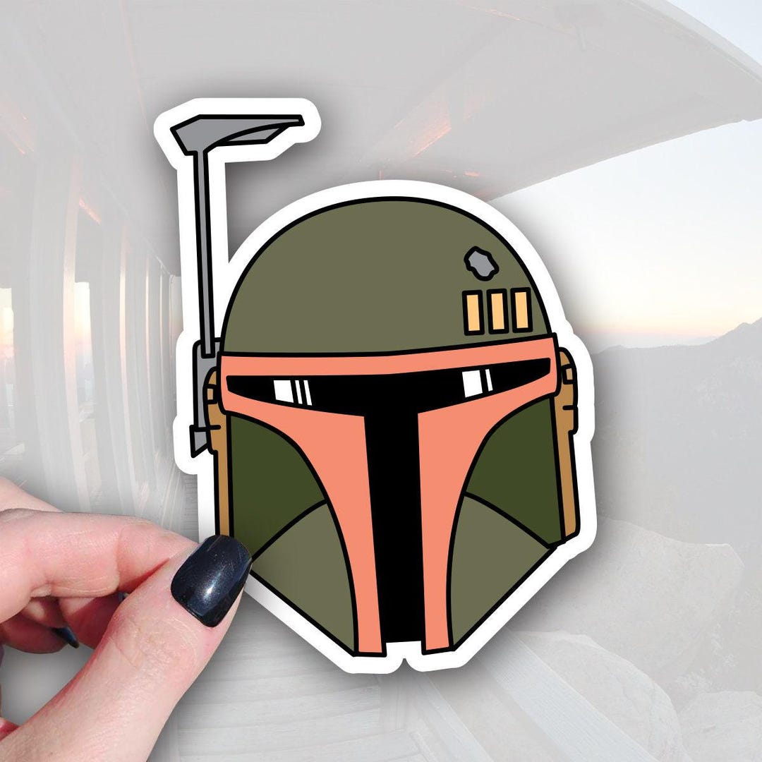 Boba Fett Mandalorian Helmet Sticker: Waterproof Vinyl Decal, 3in - Etsy