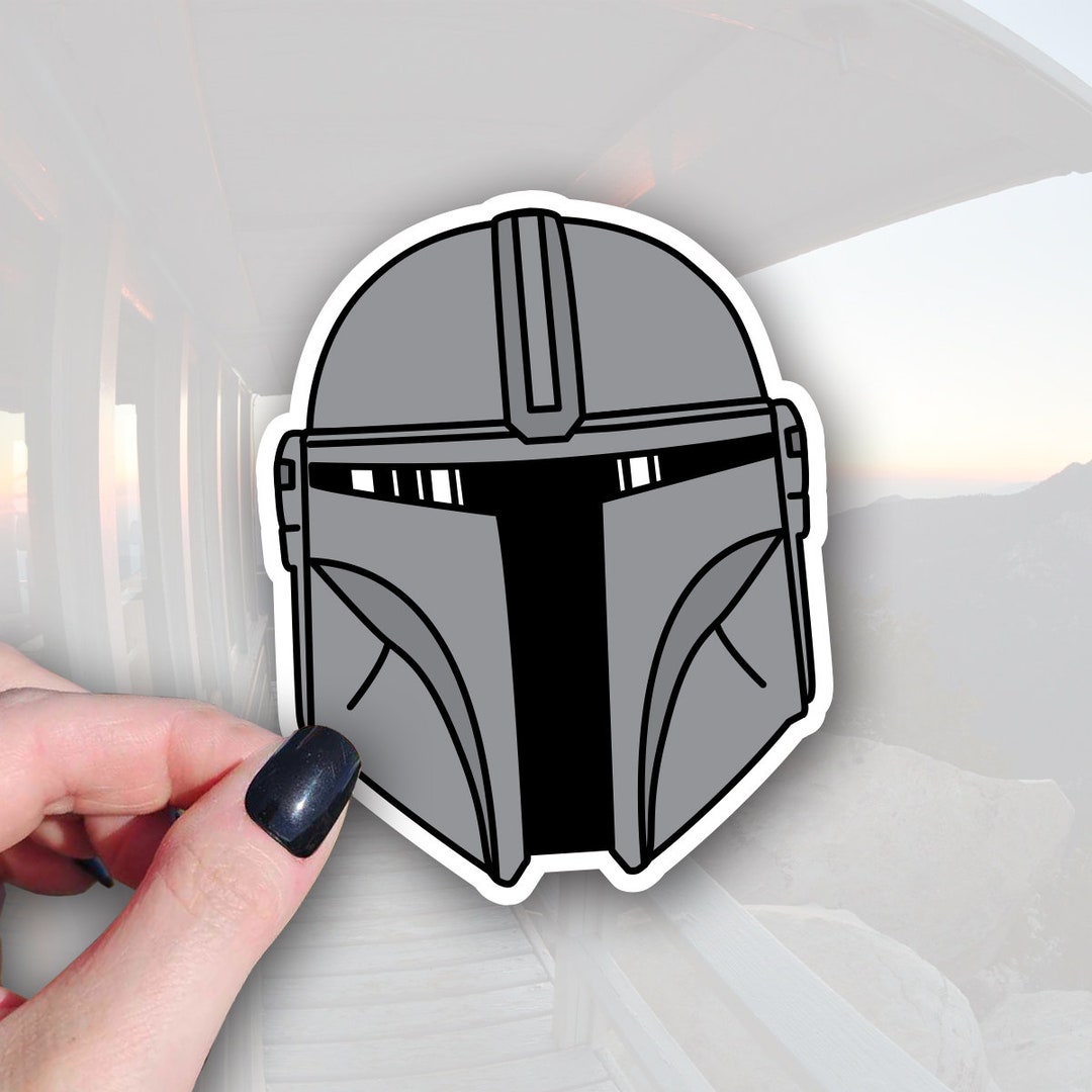 Din Djarin Mandalorian Helmet Sticker: Waterproof Vinyl, 3in X 2.5in - Etsy