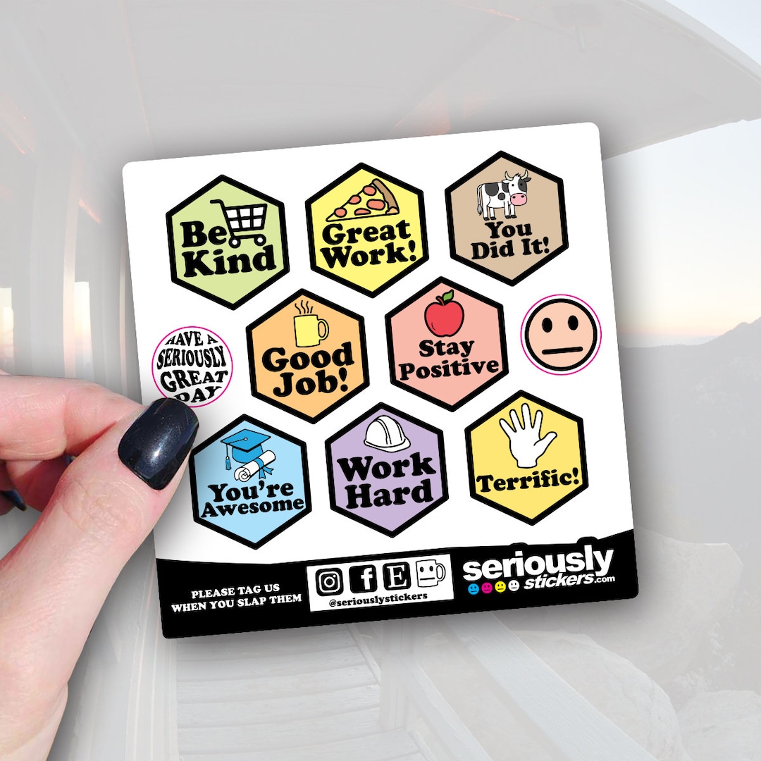 Positive Reinforcement, Sticker Sheet, With 8 Individual Decals Hiking ...