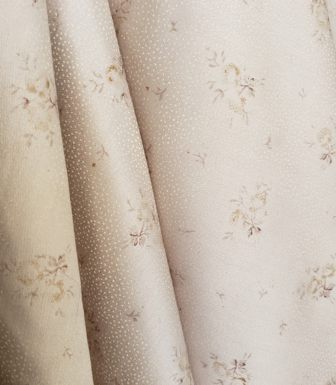 Very Pretty Cotton Satin Fabric With Floral Print - Beige Gray ...