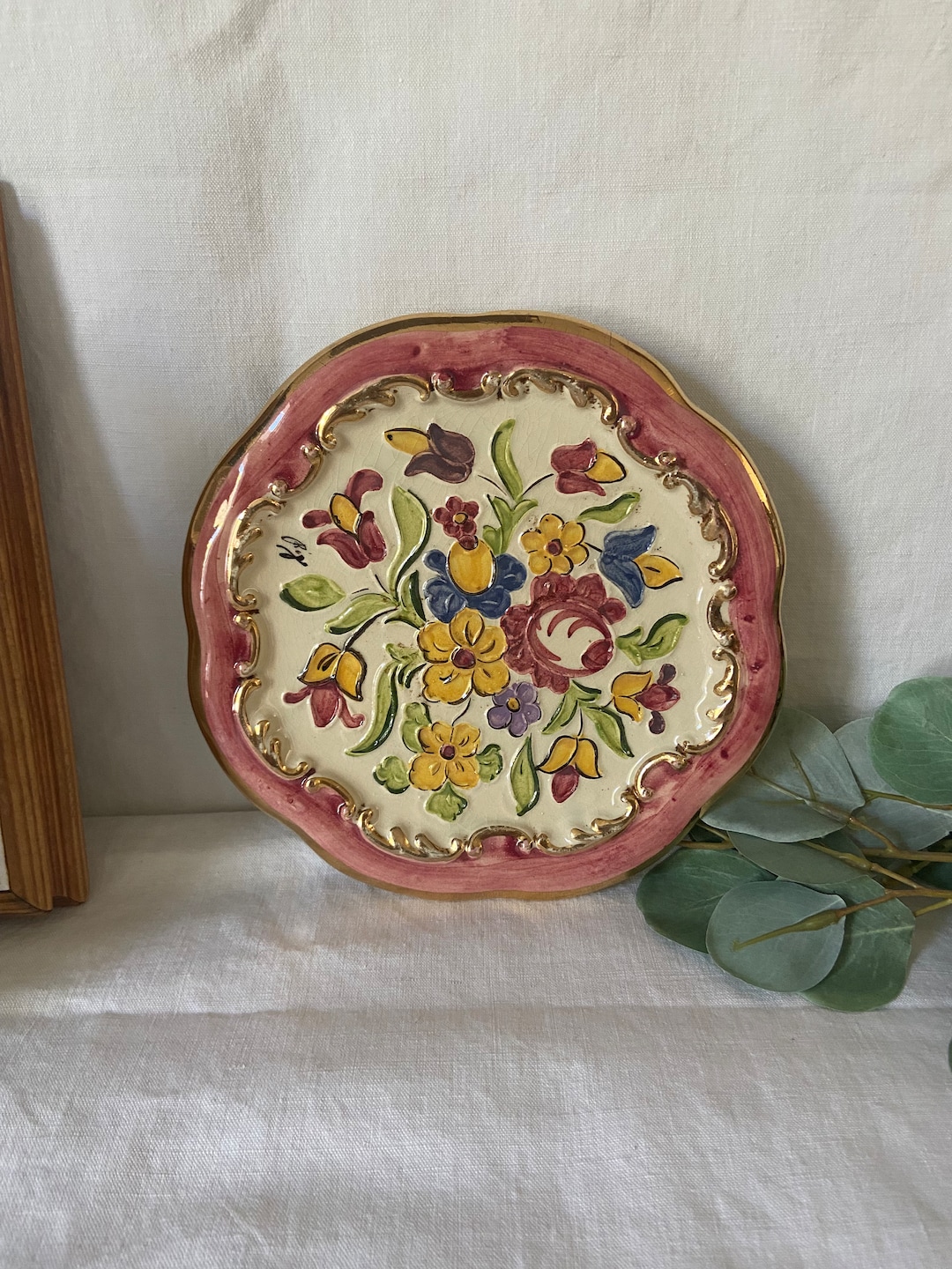 Antique Plate Signed Rigo. Antique Dish. Floral Plate or Dish. Belgium ...