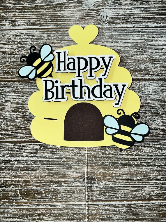 Layered Bee Hive Happy Birthday Cake Topper - Etsy