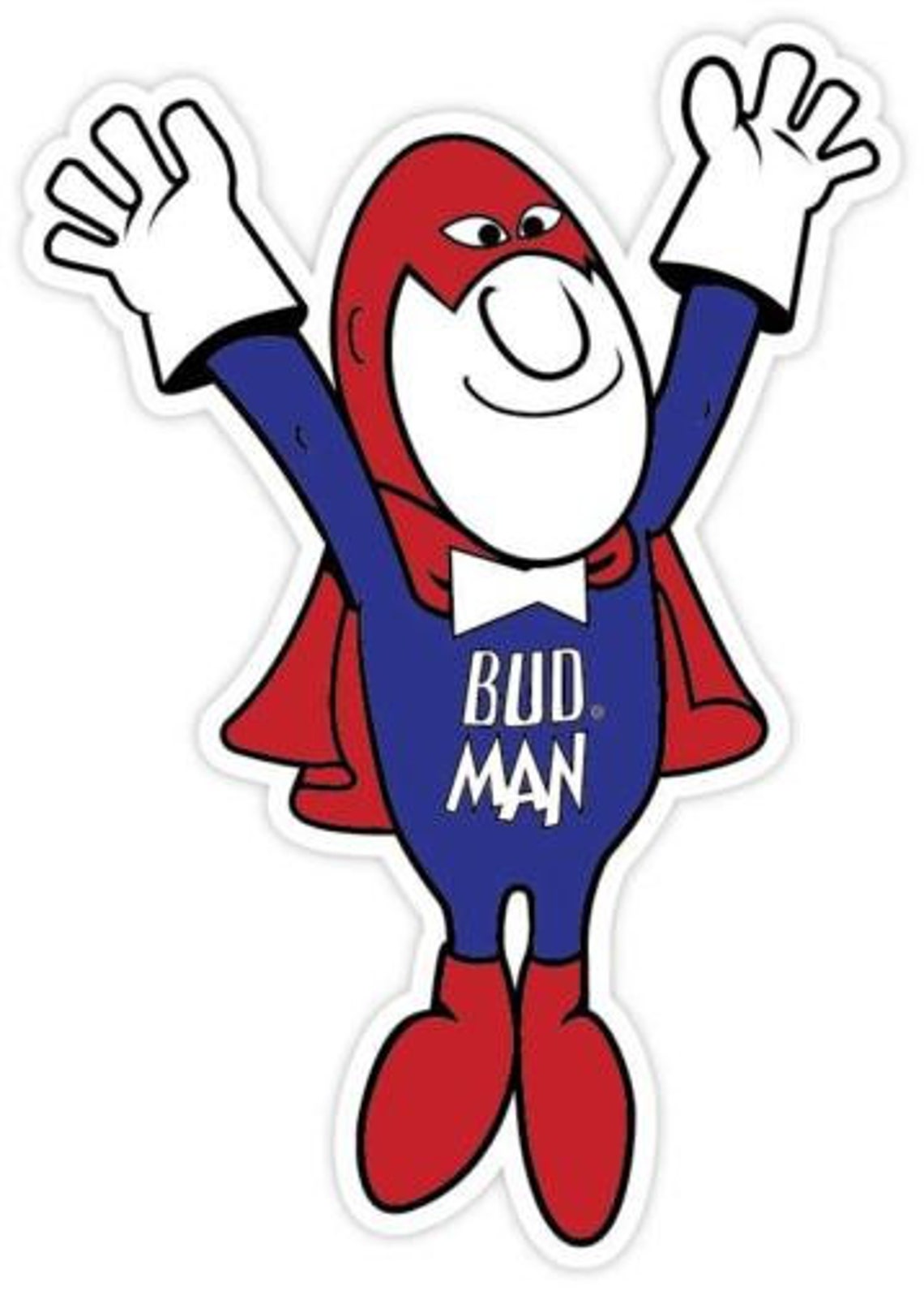 Bud Man Budman Budweiser "sizes" Beer Vinyl Sticker Decal Retro Vintage ...