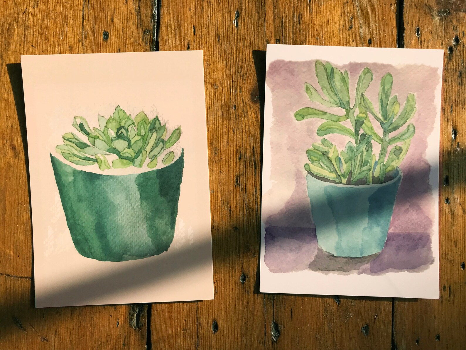 Succulent Watercolor Printed Post Card set of 2 - Etsy