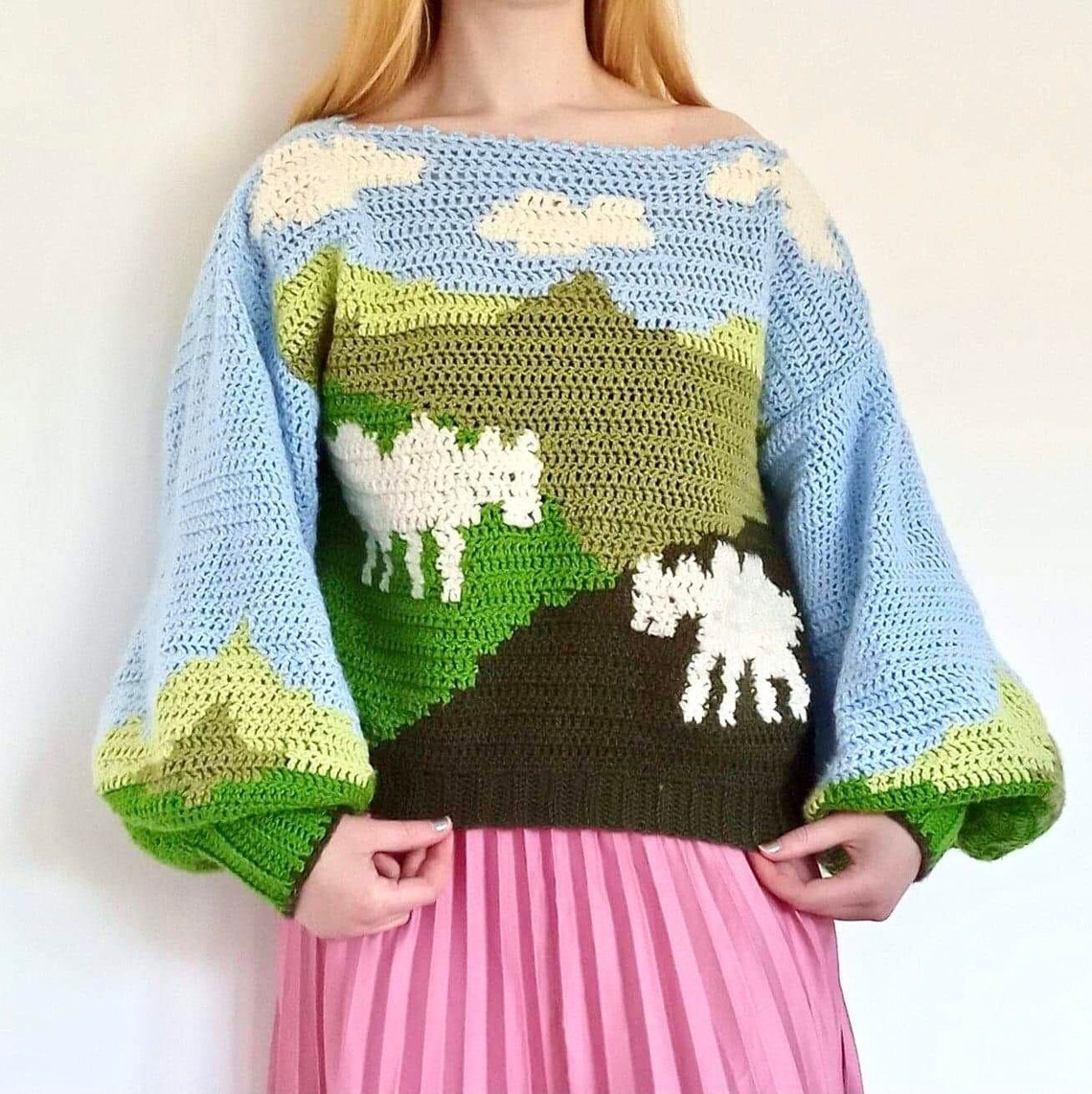 Sheep and Welsh Mountains Jumper/sweater Crochet GRID ONLY - Etsy