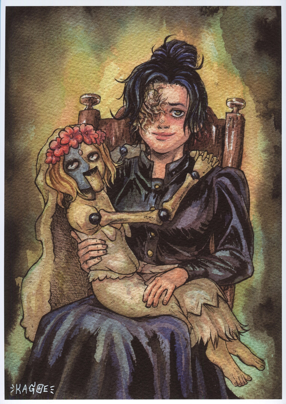 The Doll Maker | A4 Art Print | Watercolour and Ink | Horror Game ...