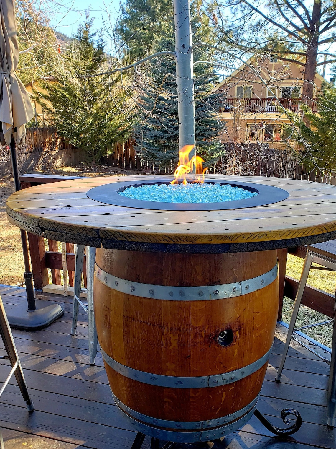 Barrel Height Wine Barrel Fire Pit - Etsy
