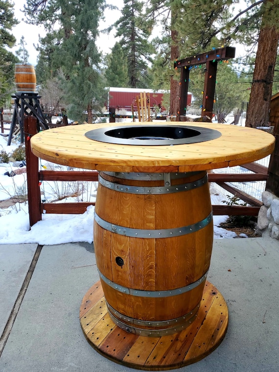 Bar Height Wine Barrel Fire Pit | Etsy
