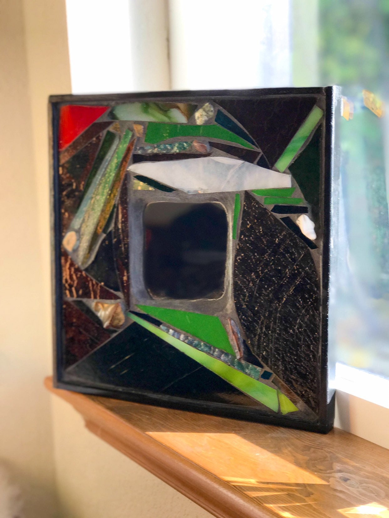 Stained Glass Mosaic Mirror Art Artwork Handcrafted Boho OOAK - Etsy