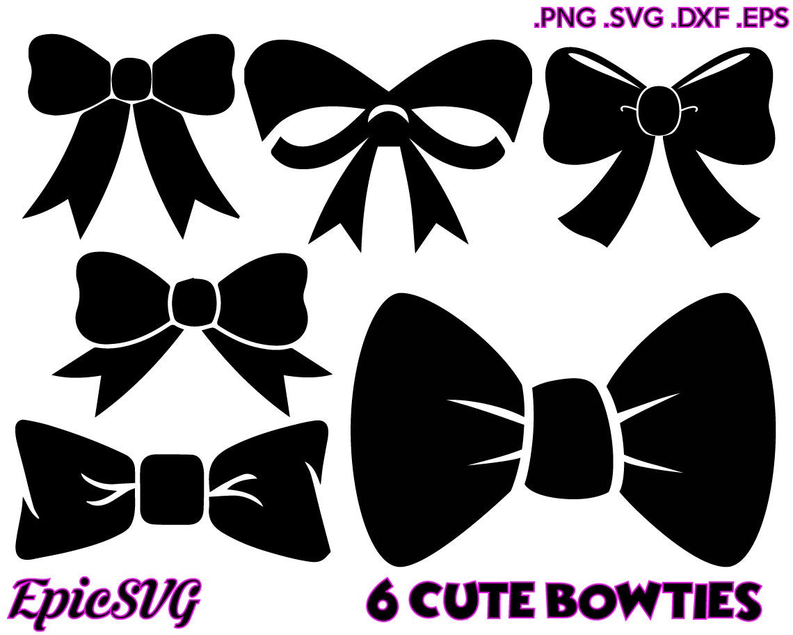 6 noeuds papillon . SVG. DXF. EPS clipart vectoriel graphique mignon ...