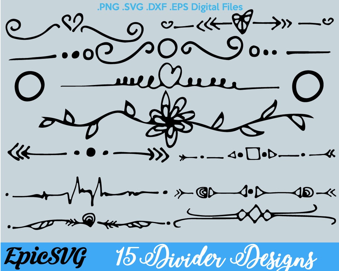 15 Text Dividers .SVG .DXF .EPS Text Divider Vector Decoration Element ...