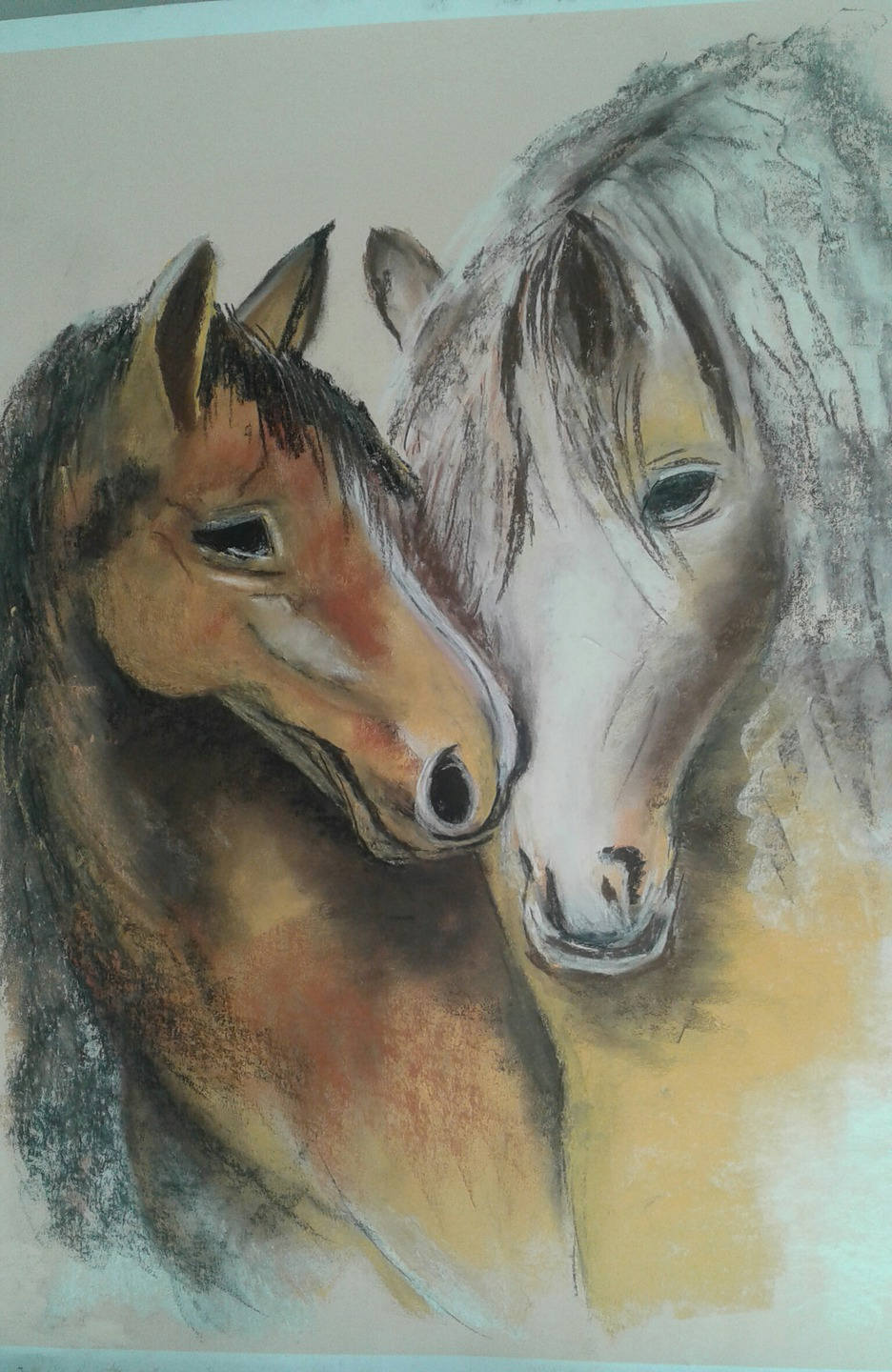 Les Chevaux peinture aux pastels secs | Etsy