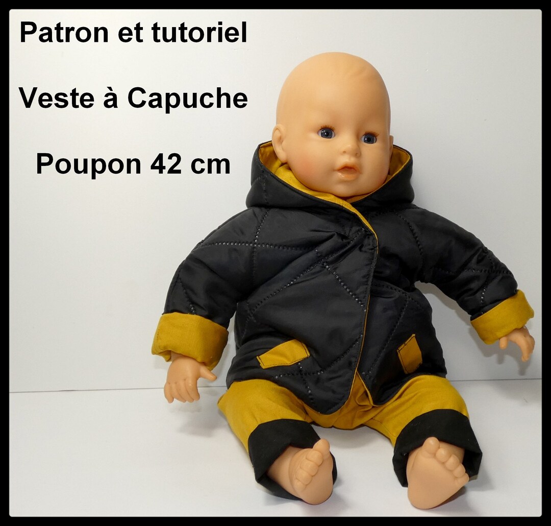 Patron et tutoriel Veste à capuche poupon 42 cm, DIY couture pour ...