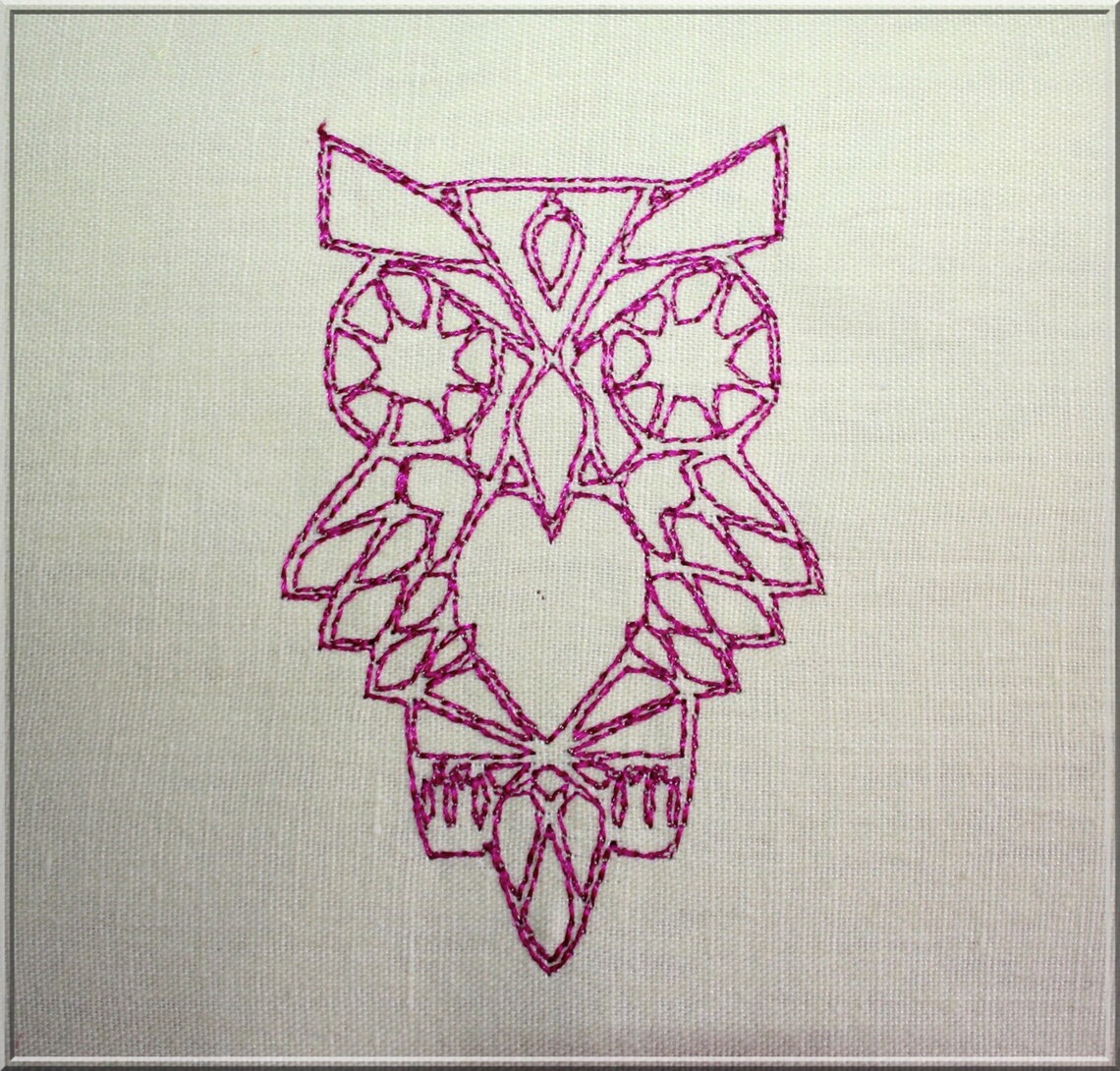 Origami-style Owl Machine embroidery | Etsy