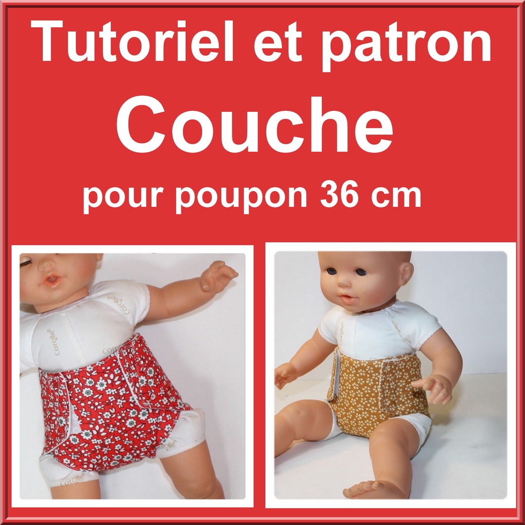 Patron, et, tutoriel, couche, poupon, Corolle, 36 cm, patron, de ...
