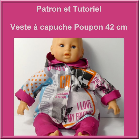 Patron et tutoriel Veste à capuche poupon 42 cm DIY couture - Etsy France