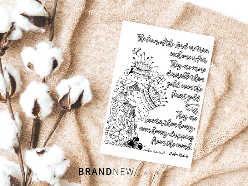 Psalm 19 10 11 Coloring Page Scripture Coloring Page Bees Etsy