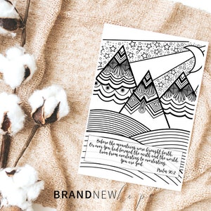 Psalm 90:2 Bible Coloring Page, Scripture Coloring Page, Mountains ...