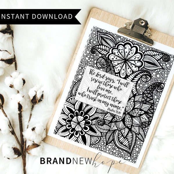 Psalm 91 Coloring Page - Etsy