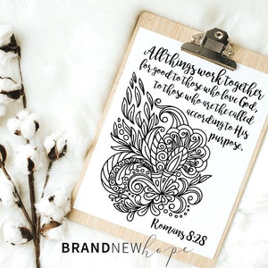 Romans 8:28 Bible Coloring Page, Scripture Coloring, Zentangle ...