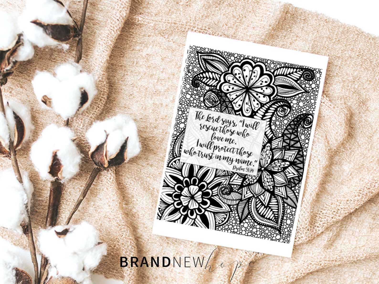 Psalm 91:14 Bible Coloring Page, Scripture Coloring Page, Flowers ...