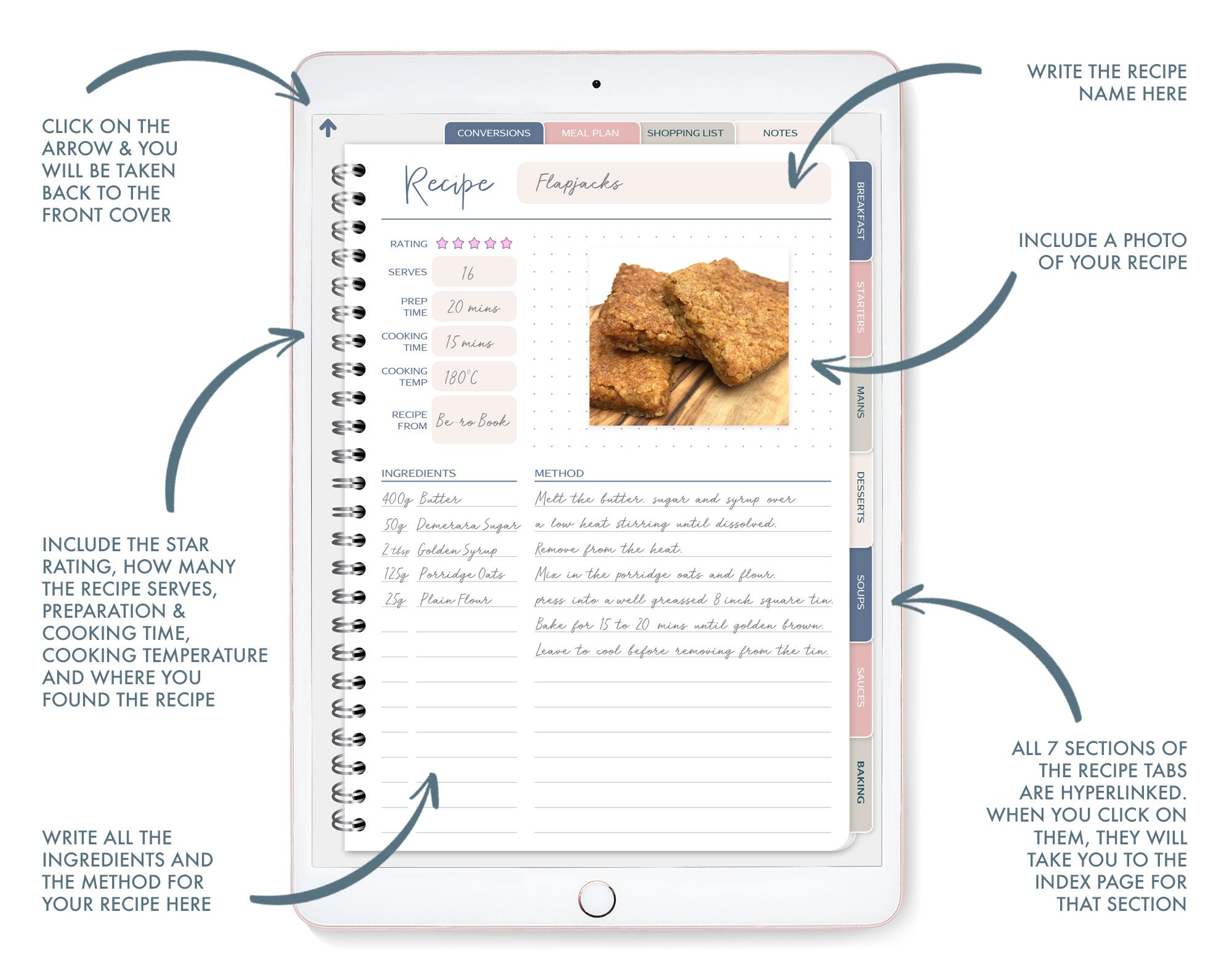 DIGITAL Recipe Book for Goodnotes Notability Hyperlinked - Etsy