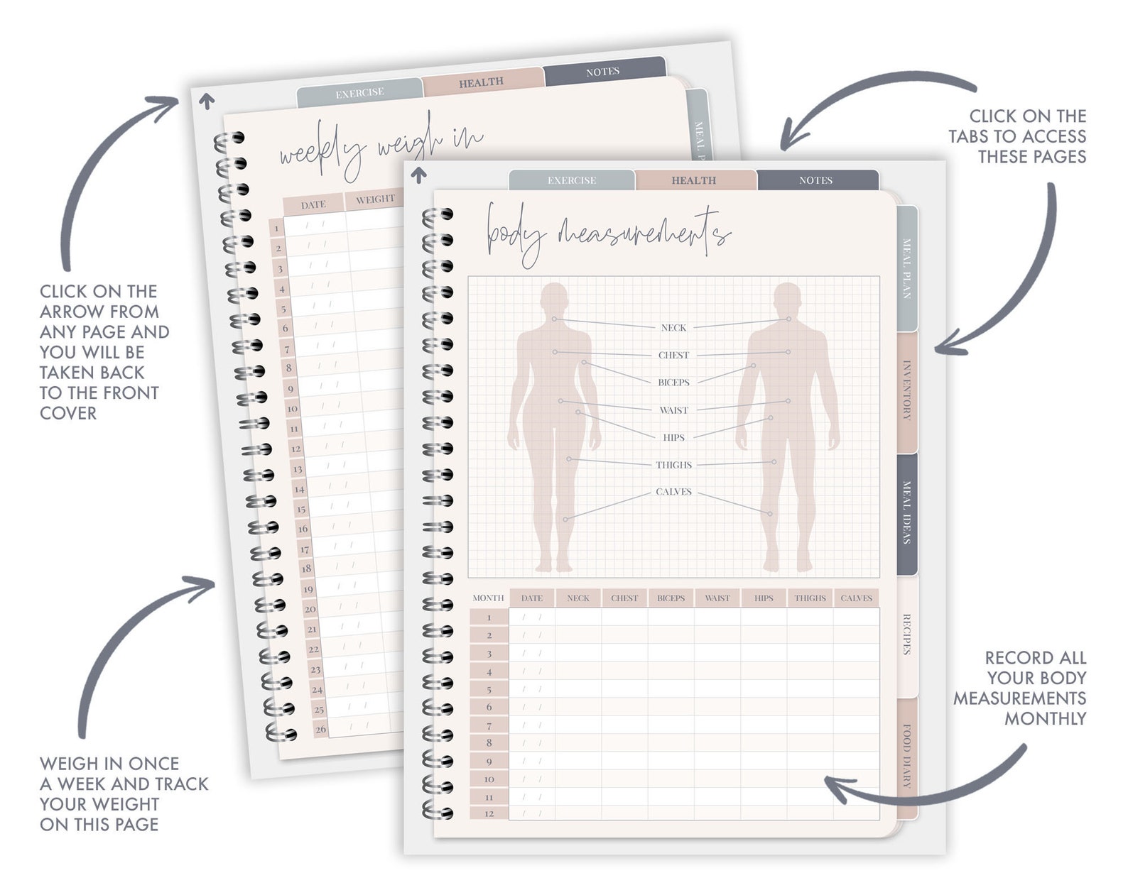 DIGITAL Food Diary & Fitness Planner for Goodnotes Notability - Etsy UK