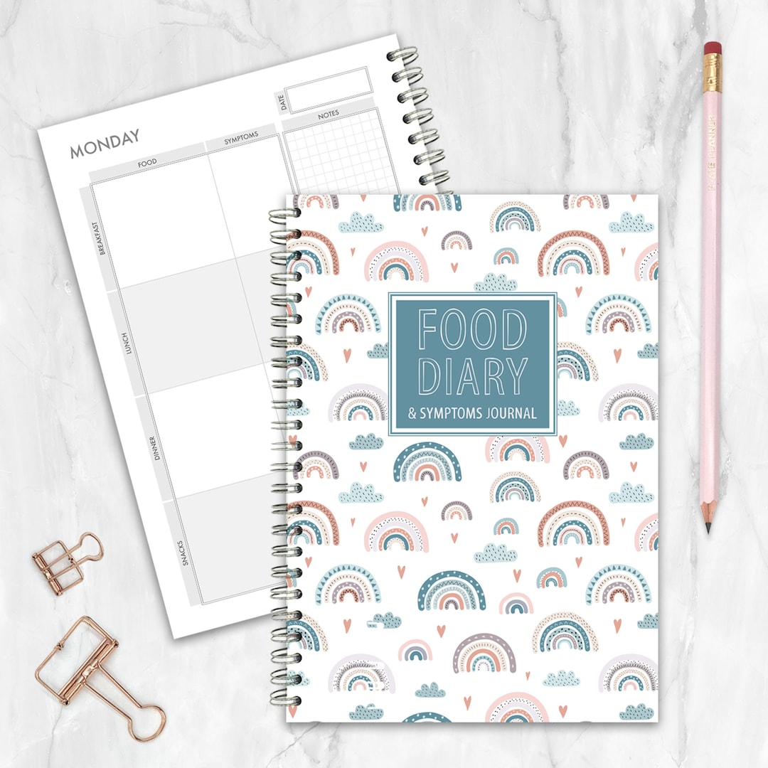 Food Intolerance & Symptoms Journal | Rainbow Front Cover | Track Meals ...