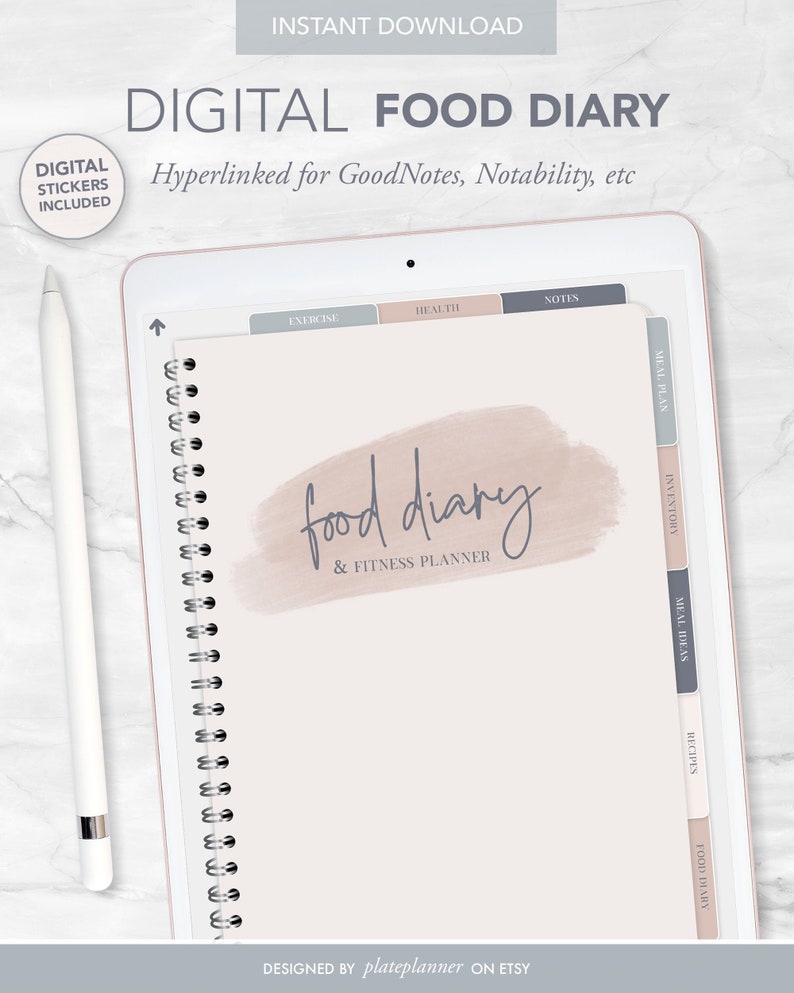 DIGITAL Food Diary & Fitness Planner for Goodnotes, Notability ...