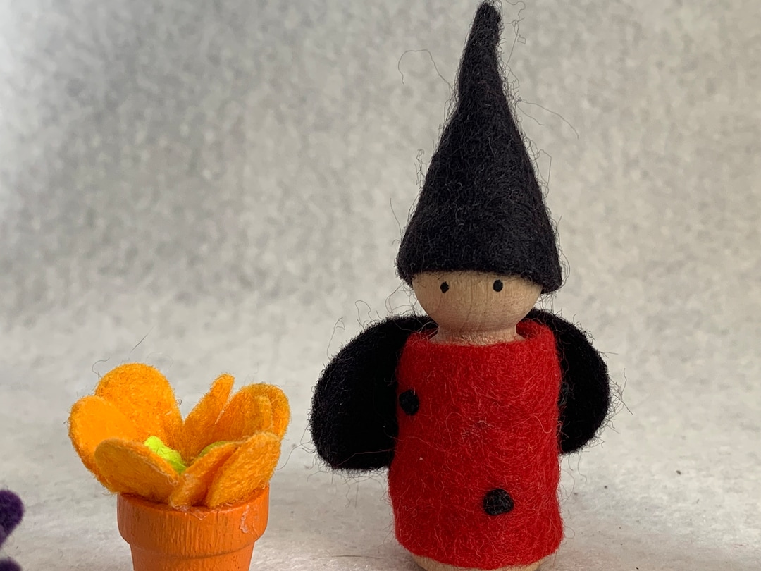 Ladybug Felt & Wood Peg Doll, Spring Peg Doll, Ladybug Toy, Preschool ...