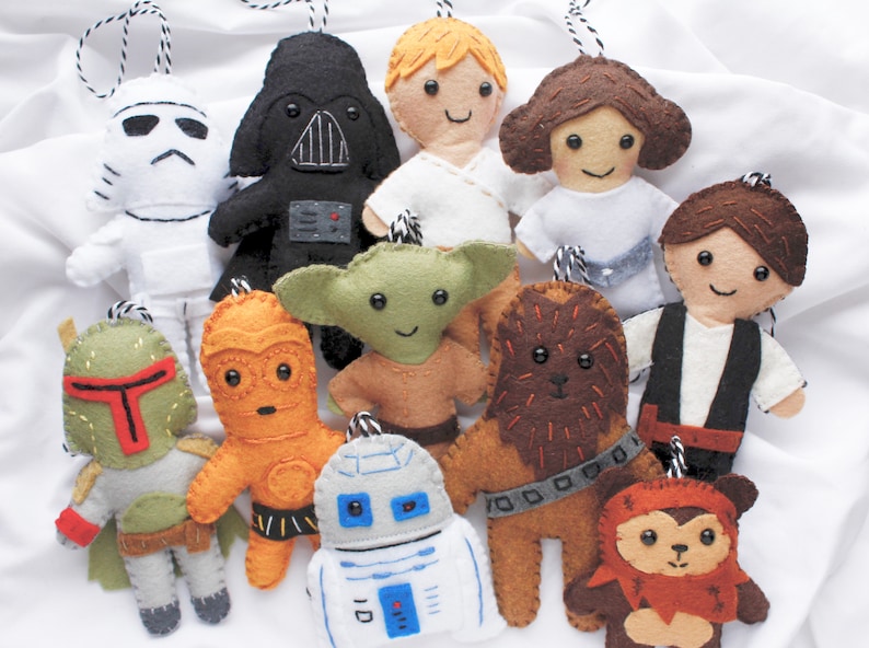 Star Wars Inspired Character Ornaments, Holiday Ornaments, Felt Star ...