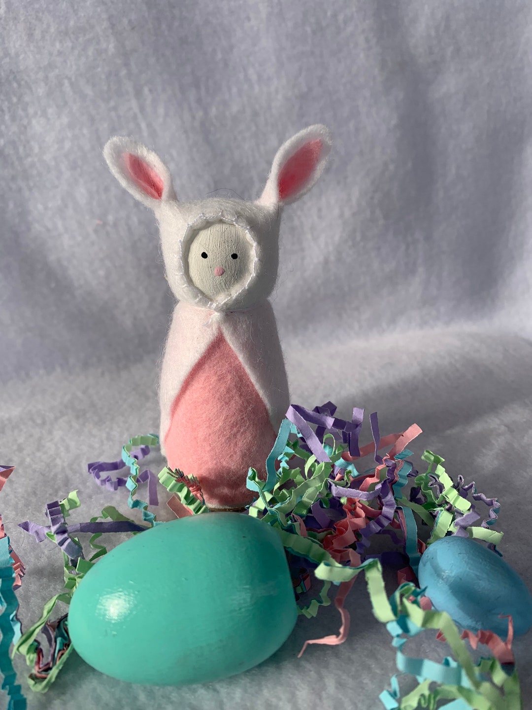 Rabbit Wood Peg Dolls Easter Bunny Peg Dolls Wooden Toys - Etsy