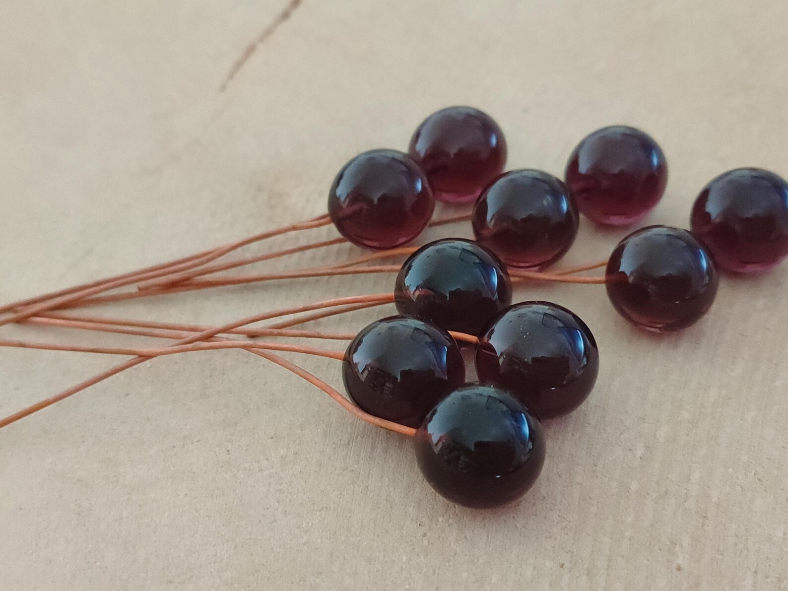 10 Balls 10 Mm, Lampwork Headpins Copper 5 - Etsy