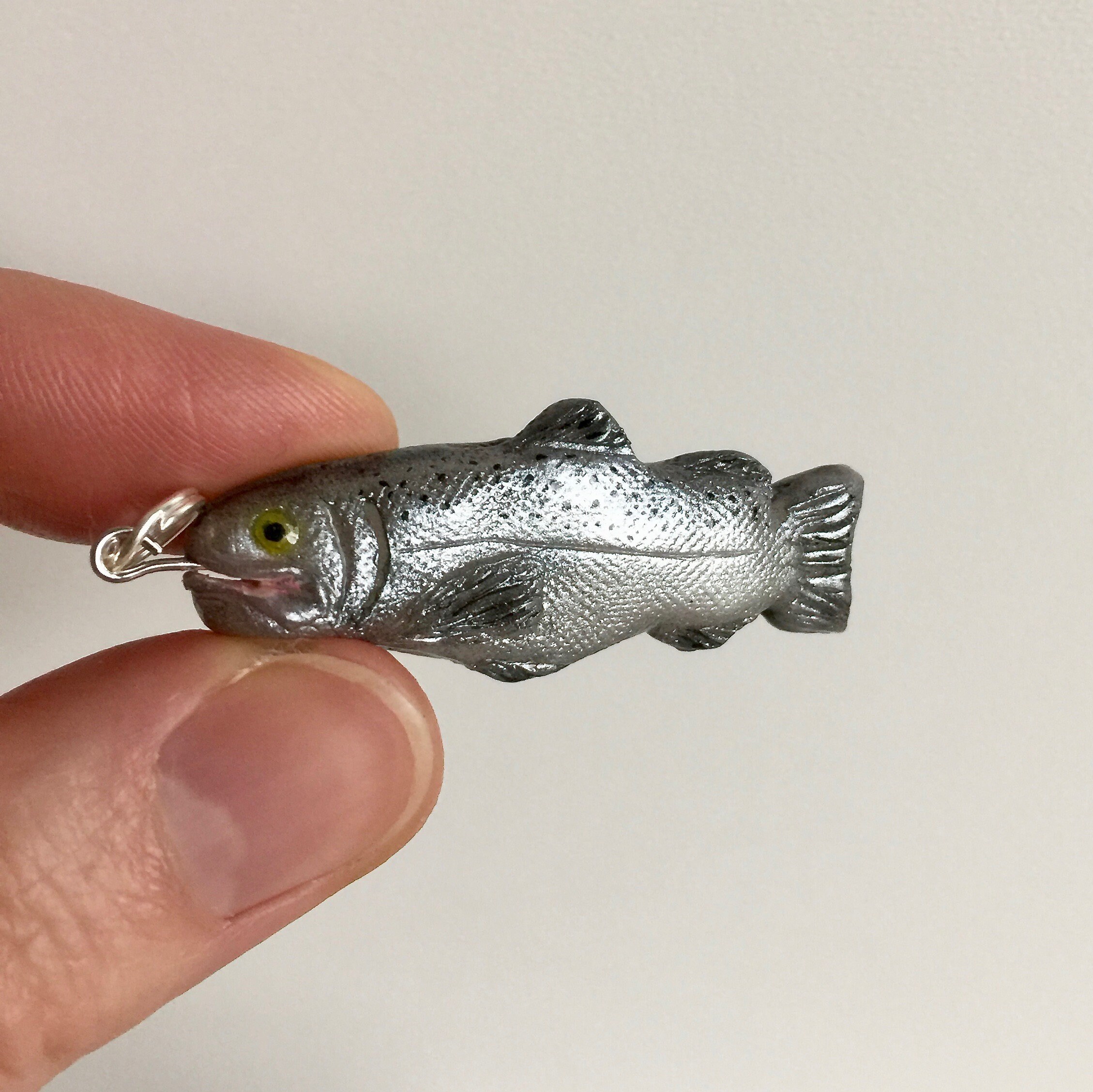 King Salmon Fish Angler Trophy Trout on Hook Pendant - Etsy