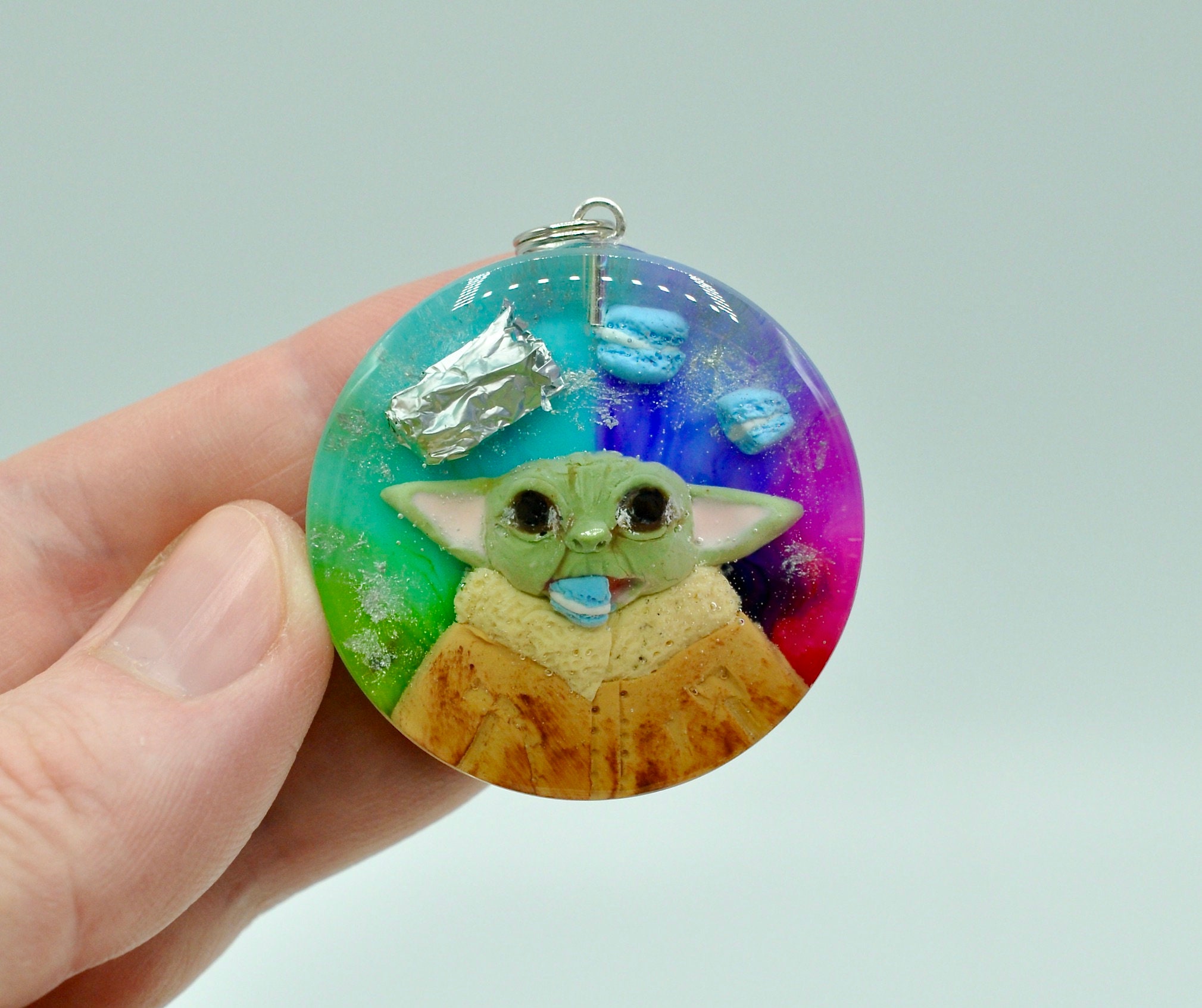 Grogu Baby Yoda the Child Little Green Male Macaron Love Mando Din ...