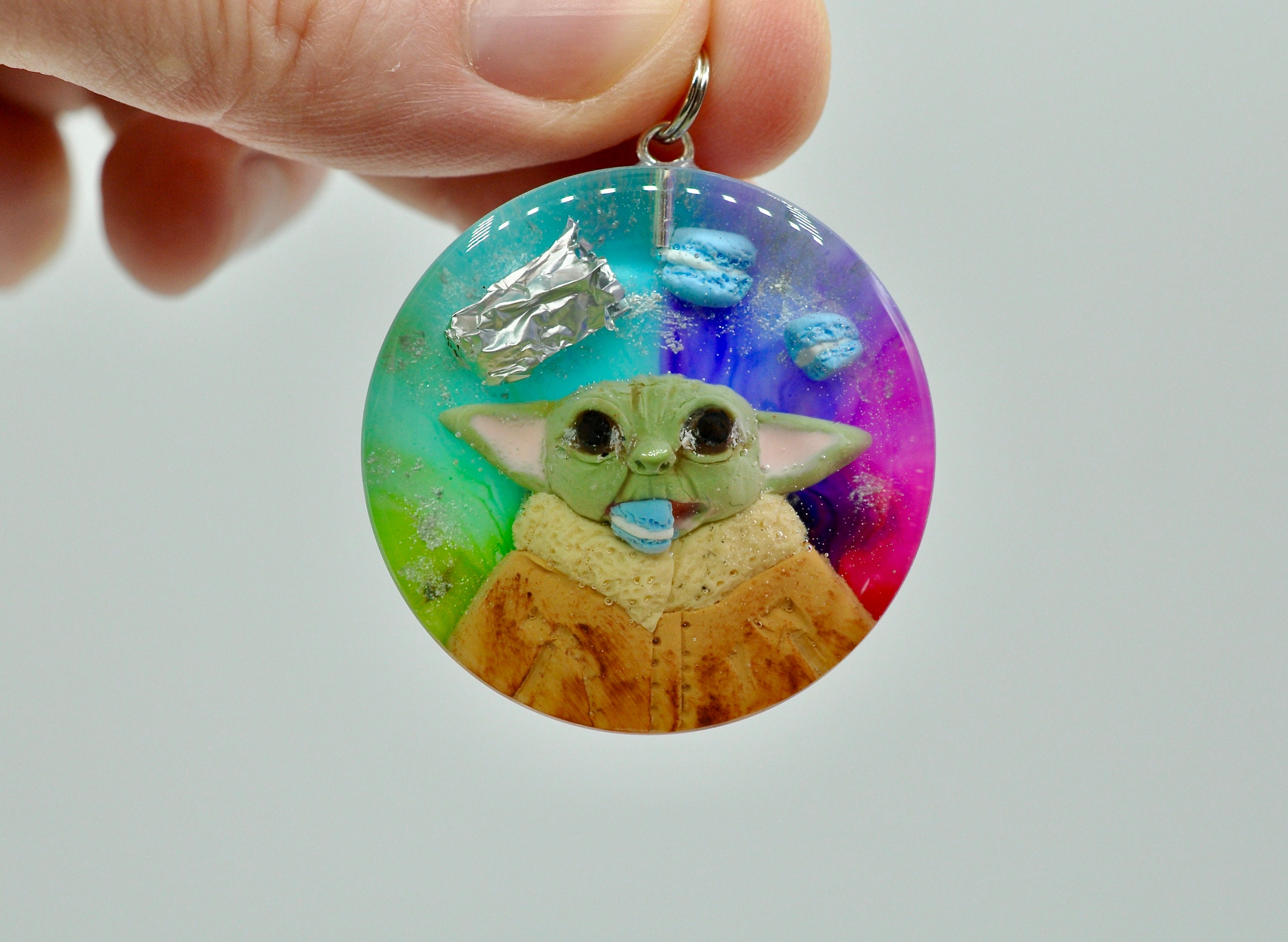 Grogu Baby Yoda the Child Little Green Male Macaron Love Mando Din ...