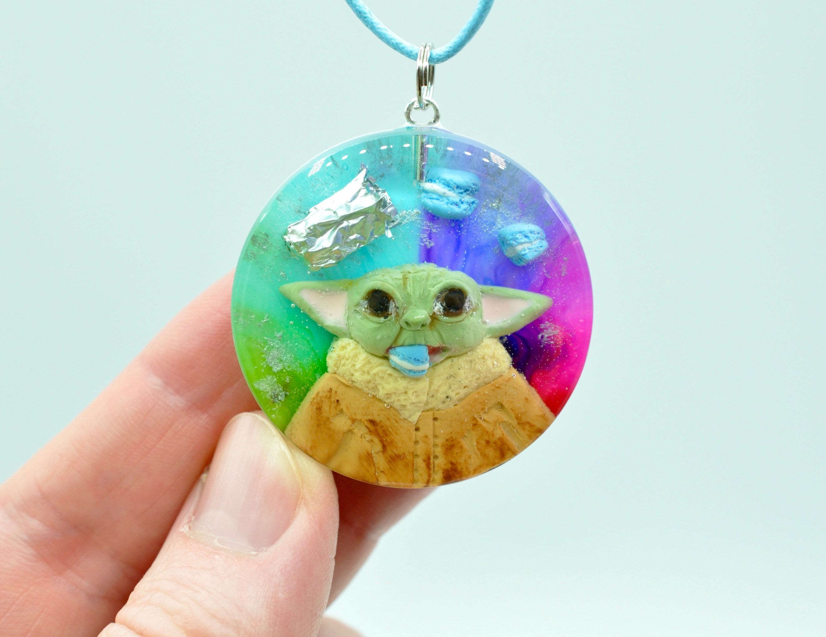 Grogu Baby Yoda the Child Little Green Male Macaron Love Mando Din ...
