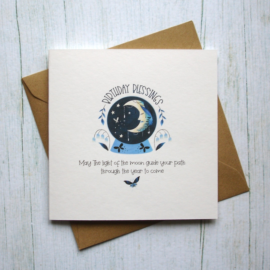 Birthday Blessings Card Wiccan Pagan Witch Birthday Card Moon Card ...