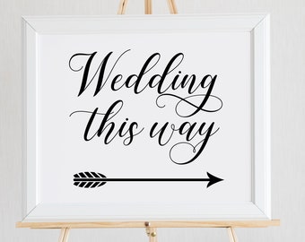 Printable Wedding This Way Sign Left Arrow // Digital PDF | Etsy
