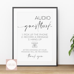 Printable 'audio Guestbook' Wedding Sign Minimal Theme // Voicemail ...