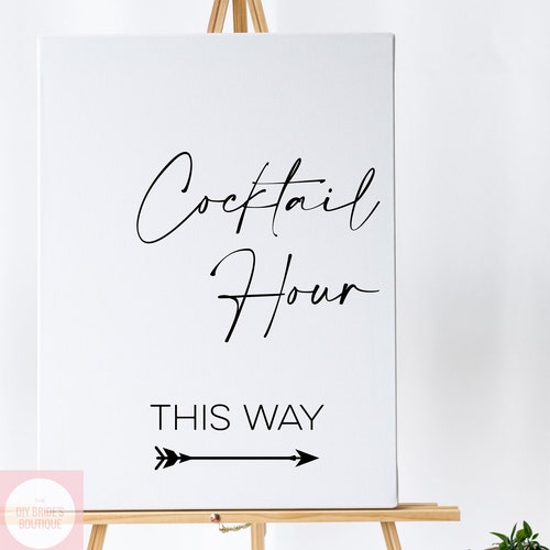 Printable 'cocktail Hour This Way' Sign Minimalist - Etsy UK