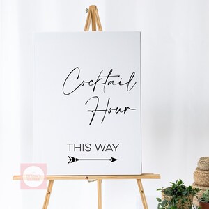 Printable 'cocktail Hour This Way' Sign Minimalist Right // Digital PDF ...