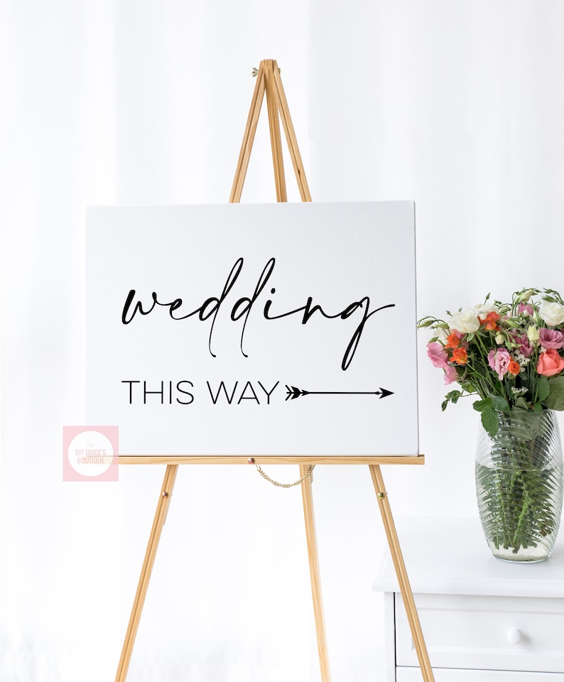 Printable 'wedding This Way' Ceremony Sign Minimalist // Digital PDF ...
