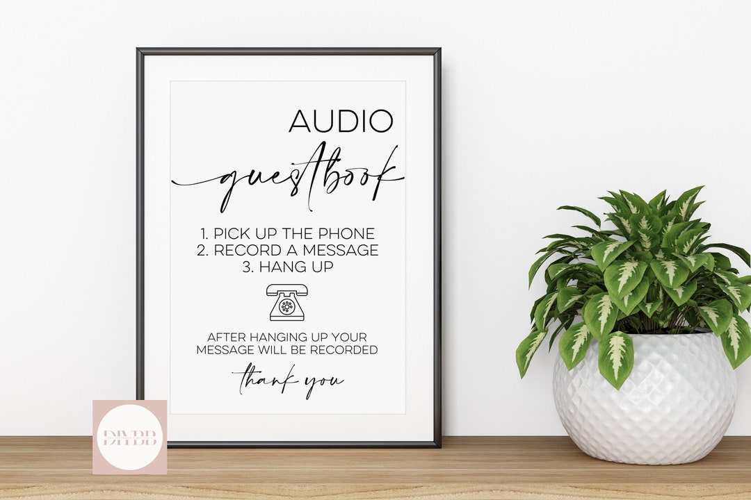 Printable 'audio Guestbook' Wedding Sign Minimal Theme // Voicemail ...