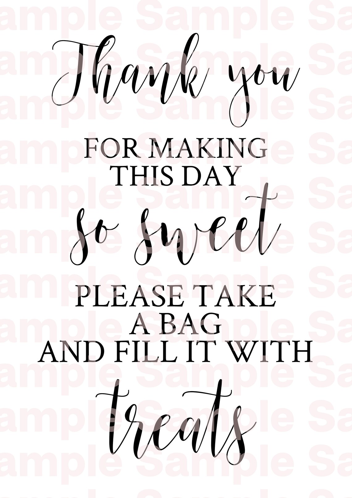 Printable 'thank You for Making This Day so Sweet' - Etsy