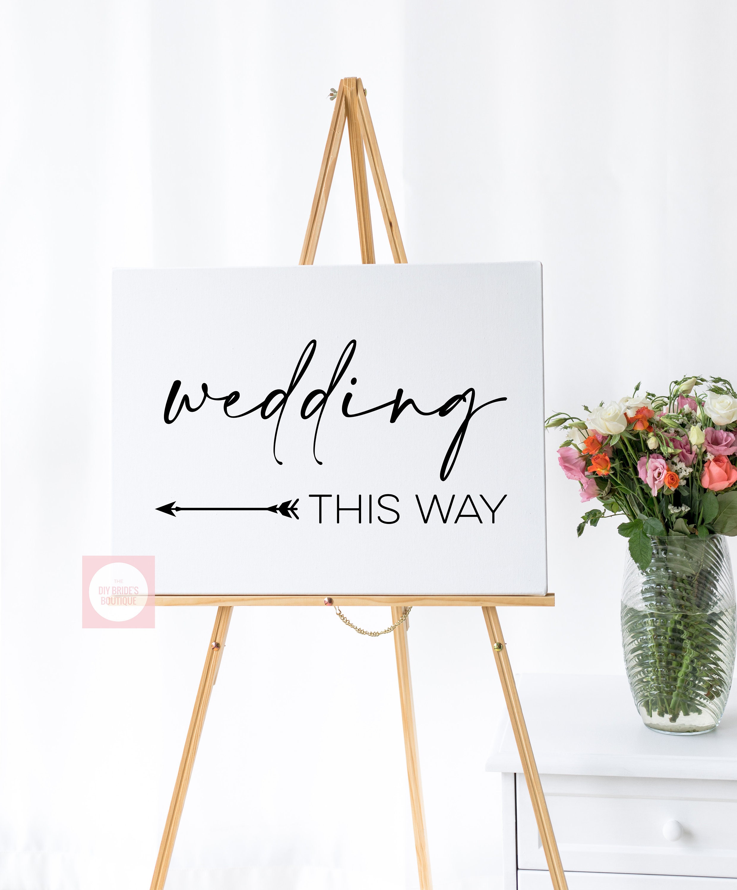 Printable 'wedding This Way' Ceremony Sign Minimalist // Digital PDF ...