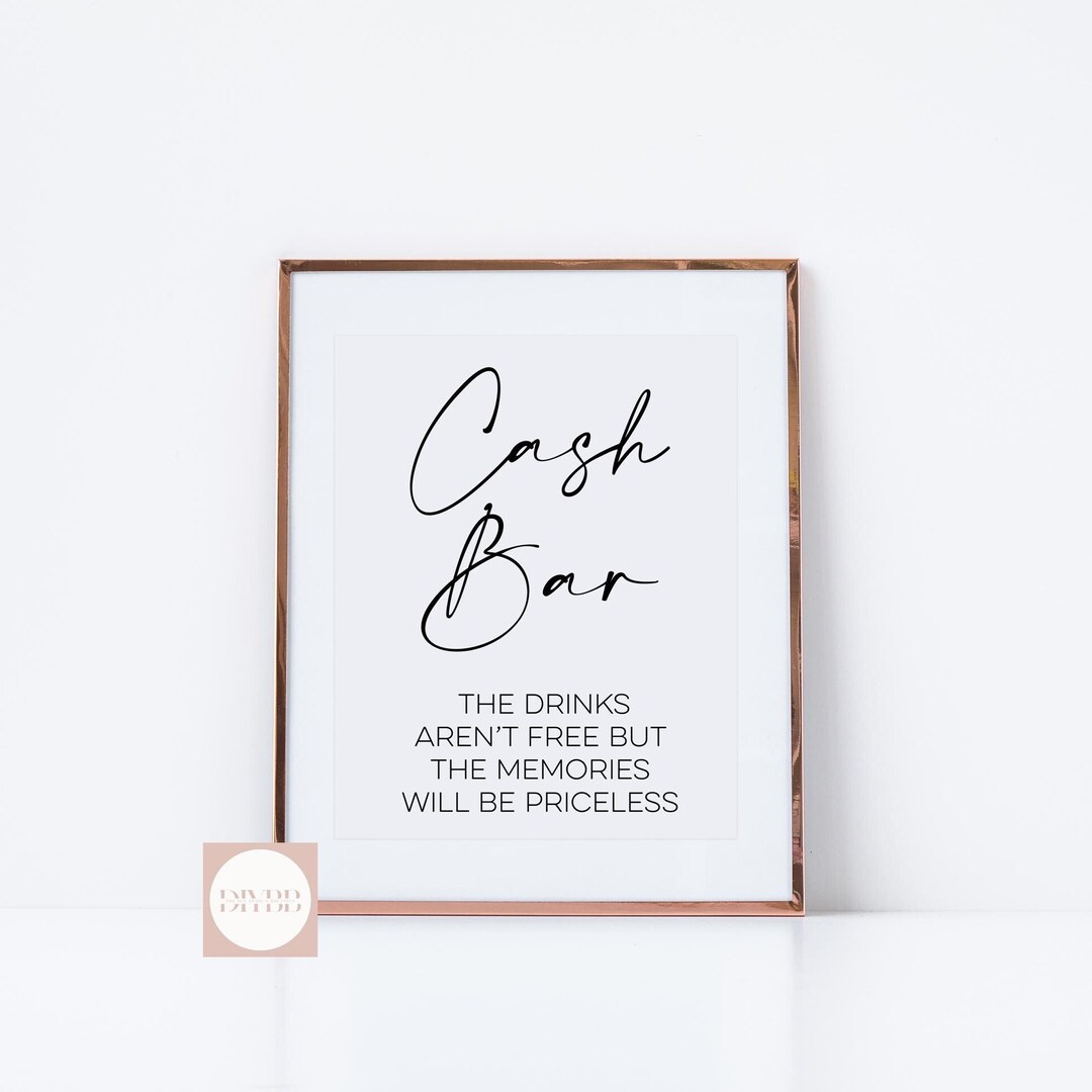 Printable Cash Bar Sign Funny // PNG/SVG Cutting File // PDF Digital ...