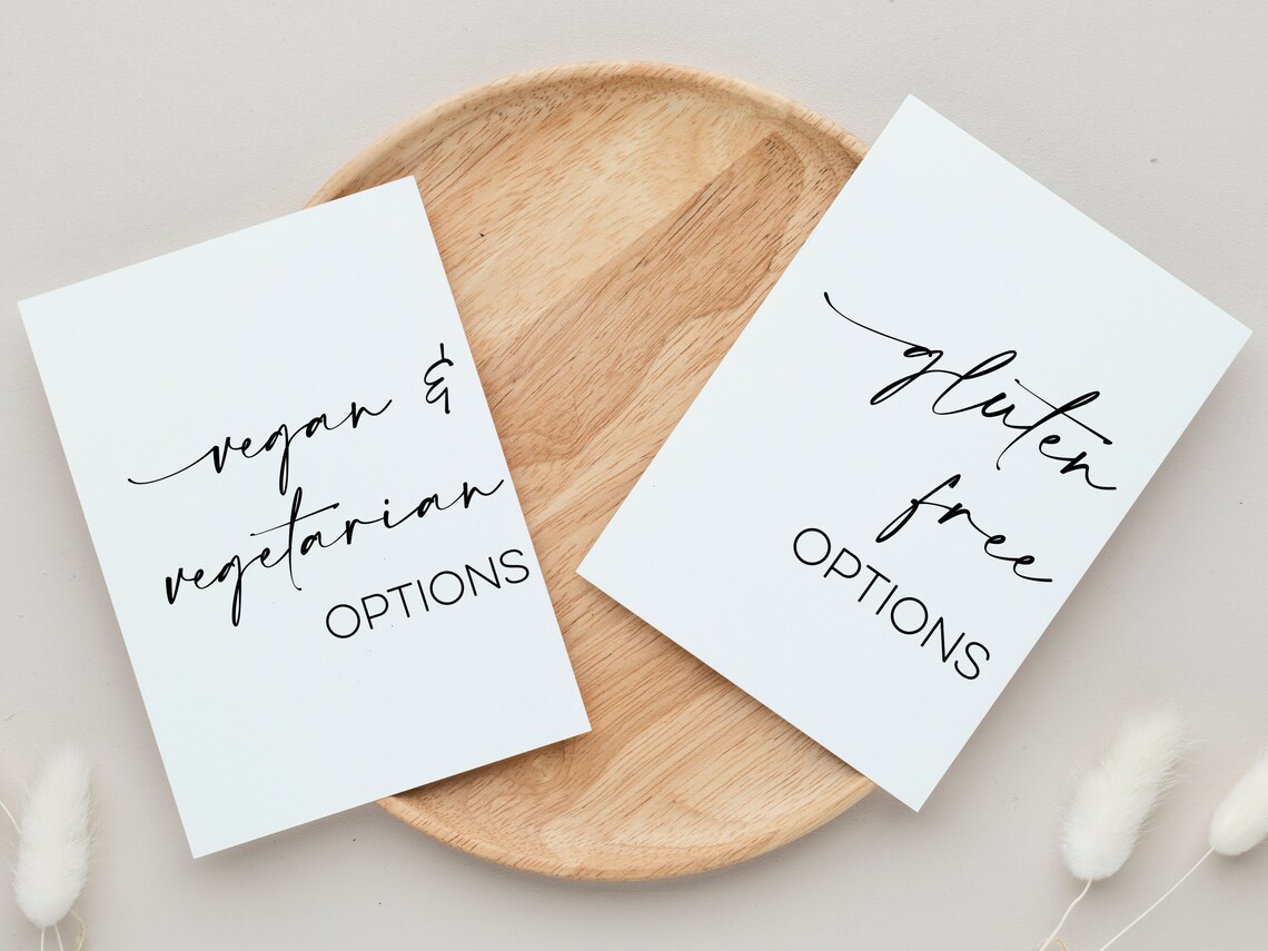 Wedding Gluten Free and Vegan/vegetarian Sign // Buffet Food Table ...