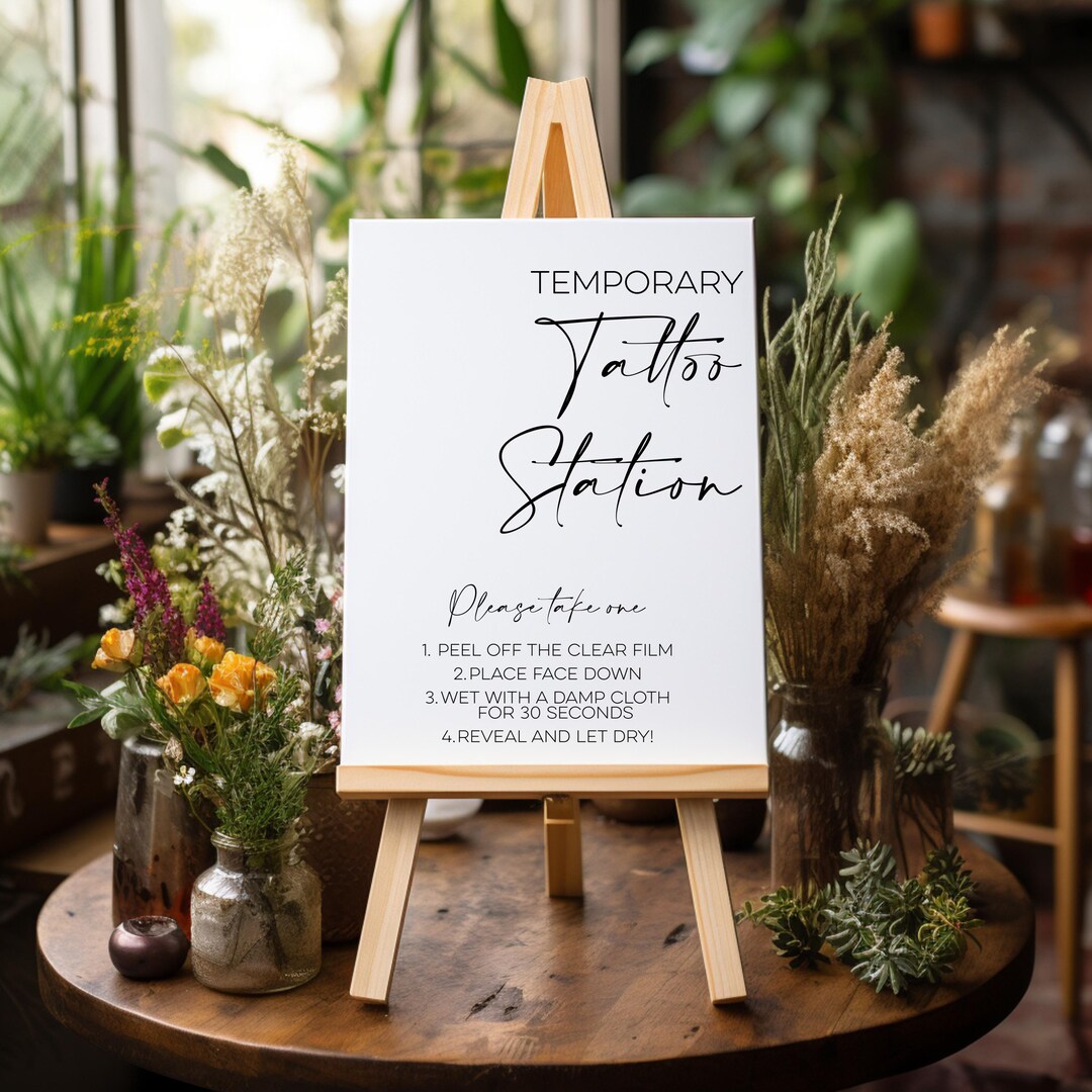 Temporary Tattoo Station Wedding Sign With Instructions (digital File ...