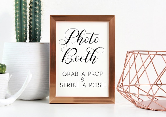 Printable Calligraphy Wedding 'Photo Booth' PDF PNG | Etsy